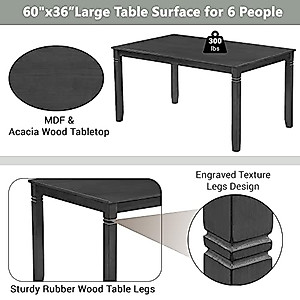 Woanke Table & Chair 7 Piece Dining, Extendable 6 Upholstered Chairs, Breakfast Nook Table Set for Restaurant, Living Room, Kitchen Area, 3-Gray