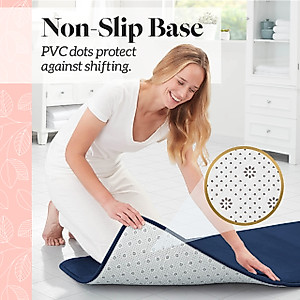 Genteele Bath Mats for Bathroom Non Slip - Navy 17" x 24" Memory Foam Bathroom Rugs - Quick Dry Bath Mat