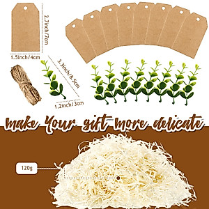 26 Pcs Gift Boxes Set 8 Paper Gift Box Kraft Boxes 8 x 8 x 4 Inch bridesmaid proposal boxes 8 Kraft Paper Gift Tags 8 Plastic Eucalyptus Leaves Stems 1 Cut Paper Shred Filler 1 Twine Rope (White)