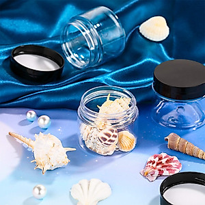 Patelai 4 Pieces Round Clear Wide-mouth Leak Proof Plastic Container Jars with Lids for Travel Storage Makeup Beauty Products Face Creams Oils Salves Ointments DIY Making or Others (Black,2 Ounce)