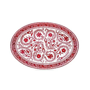 Sonemone 14 Inch Red Serving Platter Large Oval Serving Plate Tray for Entertaining Thanksgiving Christmas Party, Microwave & Dishwasher Safe