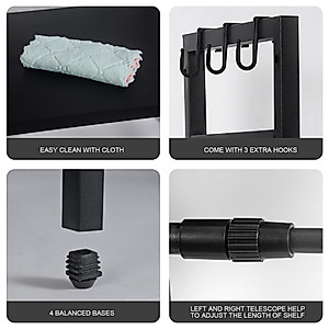 pelreame Microwave Rack,with Hook Expandable Small Microwave Stand,Kitchen Countertop Utensils and Cutlery Organizer,Microwave Stand Countertop,Kitchen Microwave Stand with Storage Space Savers…