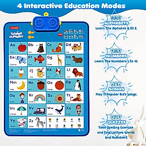 beiens Preschool Learning Activities, Autism Sensory Toys, ABC 123 Electronic Talking Poster Alphabet Wall Chart Interactive Learning Toys for Toddler Kids 2 3 4 5 Year Old Girls Boys Birthday Gifts