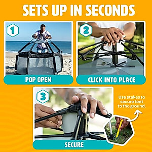 POP 'N GO Premium Indoor and Outdoor Baby Playpen - Portable, Lightweight, Pop Up Pack and Play Toddler Play Yard w/ Canopy and Travel Bag - Black