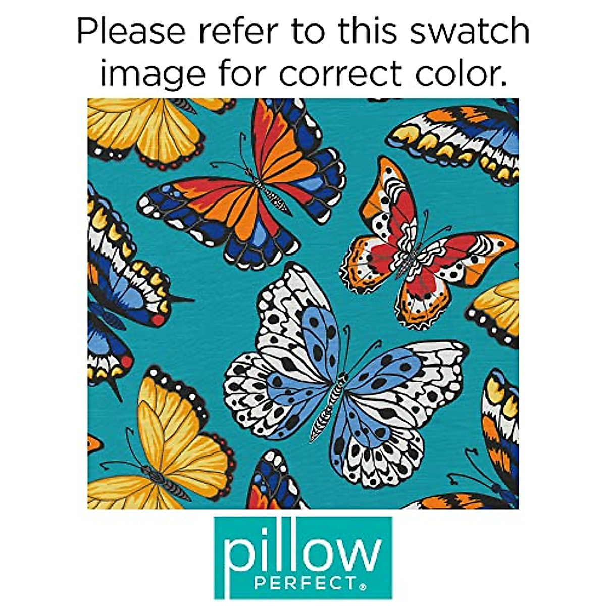 Pillow Perfect Outdoor/Indoor Butterfly Garden Turquoise Tufted Loveseat Cushion, 1 Count (Pack of 1), Blue