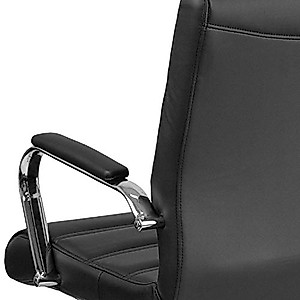 Flash Furniture Whitney Mid-Back Desk Chair - Black LeatherSoft Executive Swivel Office Chair with Chrome Frame - Swivel Arm Chair