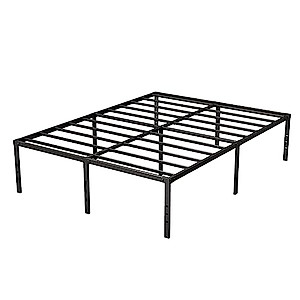 DERYONI 14 inch California King Bed Frame No Box Spring Needed Heavy Duty Platform Cal King Bed Frame Steel Slat Support 750lbs Easy Assembly Noise Free Black Bed Frame Cali King