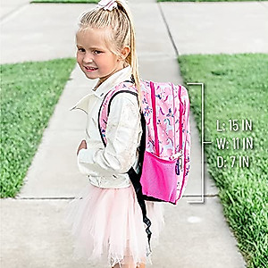 Wildkin Kids 15 Inch Backpack and Umbrella Bundle for On-The-Go Comfort (Magical Unicorns)