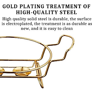 HONHPD Ceramics Chafing Dishes & Food Warmers, Household Gold Plated Buffet Server Warming Tray with Food Pan, Fuel Holder and Lid, for Wedding, Parties, Banquet, Catering Events,12.5INCH