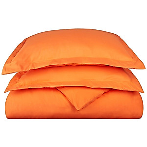 White House Linen Duvet Cover Set 3-Pieces Orange Solid, California King - 98x 104 Extra Long Staple 100% Egyptian Cotton 600-Thread Count Luxury Quality Ultra Soft