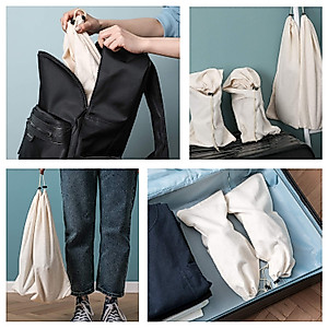 PlasMaller Shoe Storage Bags 100% Cotton with Drawstring For Men and Women for Travel Protecting and Storing Shoes (Beige, Set of 4)