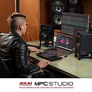 Akai Professional MPC Studio MIDI Controller Beat Maker with 16 Velocity Sensitive RGB Pads, Full MPC 2 Software, assignable Touch Strip & LCD Display