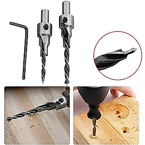 Tameco 2pc Countersink Drilling 3 Steps Pilot Drill Bits Set Reamer Screw Wood Window Hinge Hole Saw Chamfer 4 6 5 7mm steps 8mm Shank