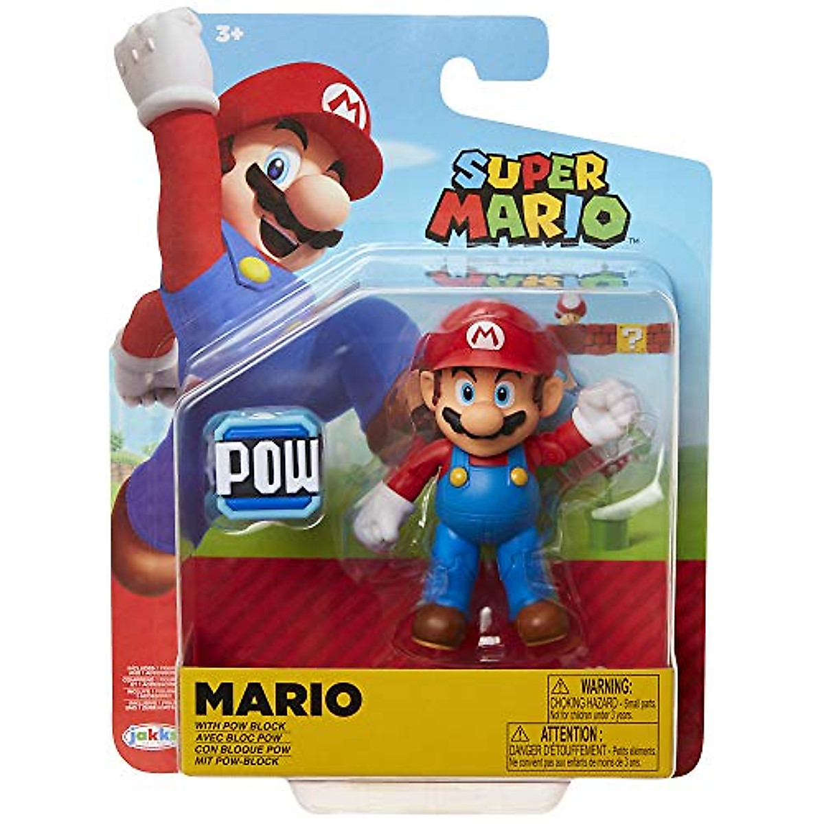 Super Mario Collectible Mario 4" Poseable Articulated Action Figure with POW Accessory