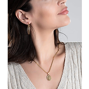 Barzel 18K Gold Plated Flat Mariner/Marina Chain Necklace With Virgin Mary Guadalupe Charm Pendant 3MM (20)