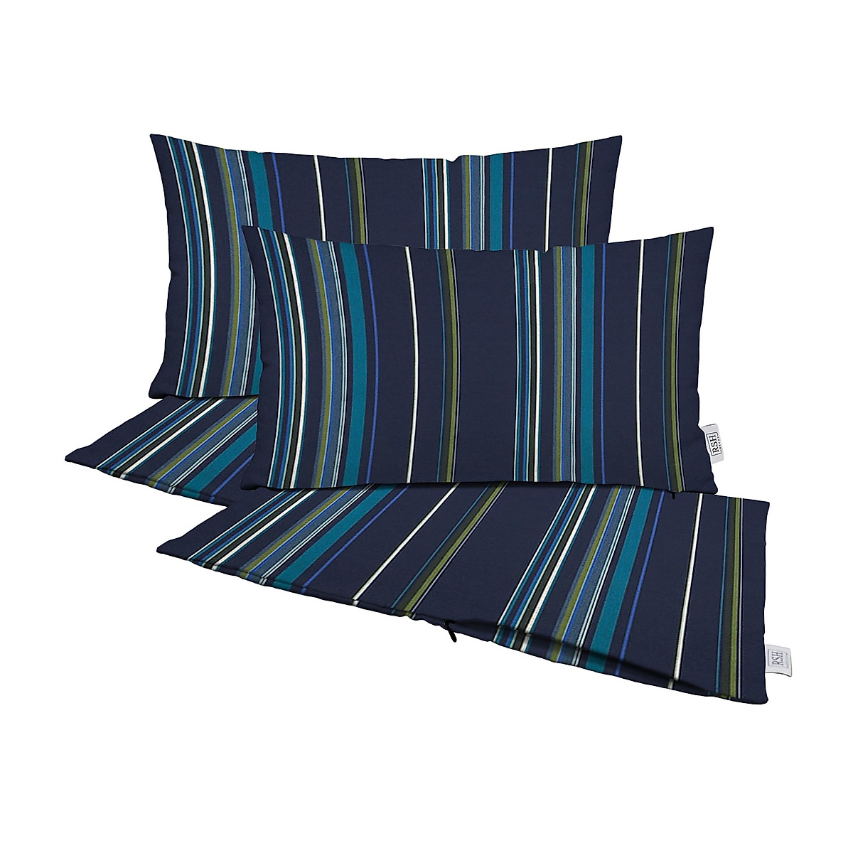 RSH DECOR: Sunbrella Pillow Covers Set of 4 | Covers Only - 26" x 16" | Outdoor Lumbar Pillow Covers Crafted with Sunbrella Performance Fabric | Stanton Lagoon