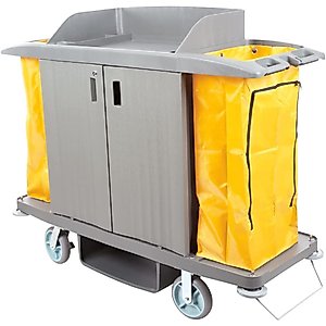 Housekeeping Cart/Lodging Hotel Large Locking Three Shelf Commercial Premium Housekeeping Cart with Hanging Bags Commercial Housekeeping Janitor Cart Cart Cleaning Carts On Wheels Hotel