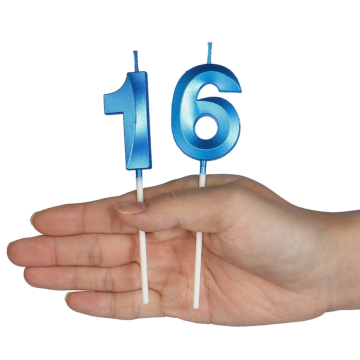 Blue 17th & 71st Birthday Candles for Cakes, Number 17 71 Glitter Candle Cake Topper for Party Anniversary Wedding Celebration Decoration