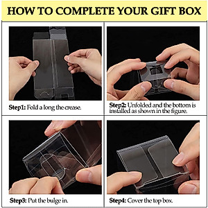 CAYOREPO 100 Pcs 2 x 2 x 6 inch Clear PET Plastic Gift Boxes Transparent Cube Boxes PET Boxes Candy Chocolate Cookies Treat Boxes for Christmas, Wedding, Party, Baby Shower