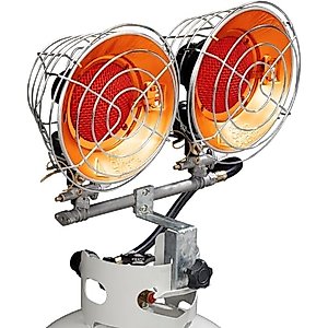 ProCom Tank-Top Propane Heater - Double Burner, 30,000 BTU, Model# PCTT30, Silver