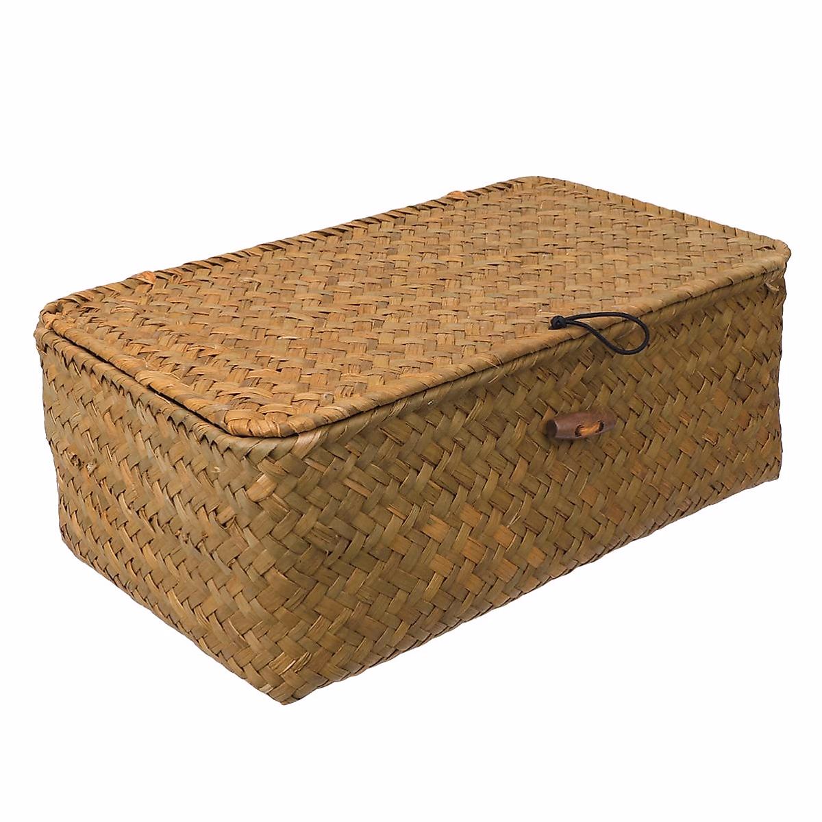 Cabilock Wicker Woven Storage Bin Basket with Lid Makeup Case Organizer Small Basket Storage Baskets with Lids Decorative Makeup Organizer for Drawer Woven Baskets Tissue Box Wooden Rattan