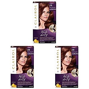 Clairol Age Defy Permanent Hair Dye, 5R Medium Auburn Hair Color, Pack of 3