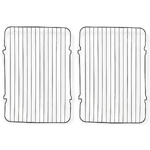 Handy Housewares 10" x 14" Rectangle Metal Wire Stackable Cake Cooling Rack - Cools Down Pastries or Breads (2-pack)