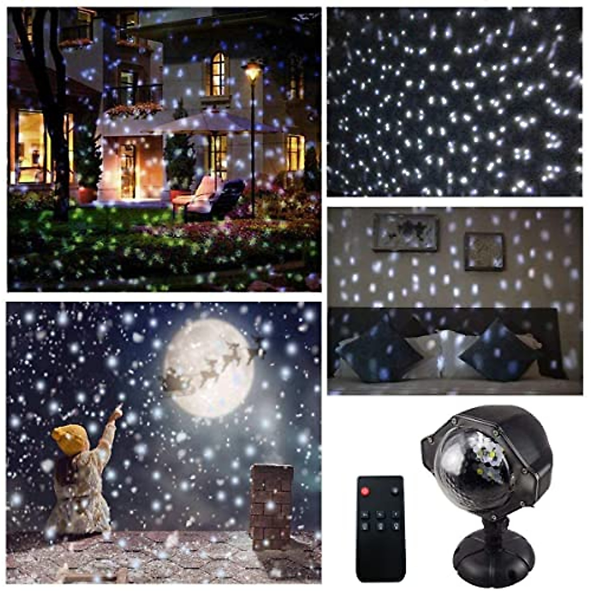 AOLOX Snowfall LED Lights Christmas Snow Rotating Projectors Lights Remote Control Waterproof Outdoor Landscape Decorative Lighting for Patio,Garden,Halloween,Christmas,Holiday,Wedding,Party