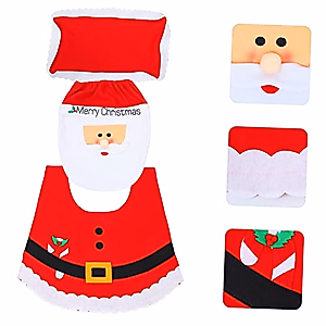 Uonlytech 1 Set Christmas Toilet Cover Wc Cover Christmas Floor Mat Kit Xmas Toilet Mat Toilet Warmer Cover Christmas Toilet Rug Water Tank Cover Gnome Toilet Cover Elder Cloth Radiator Cap