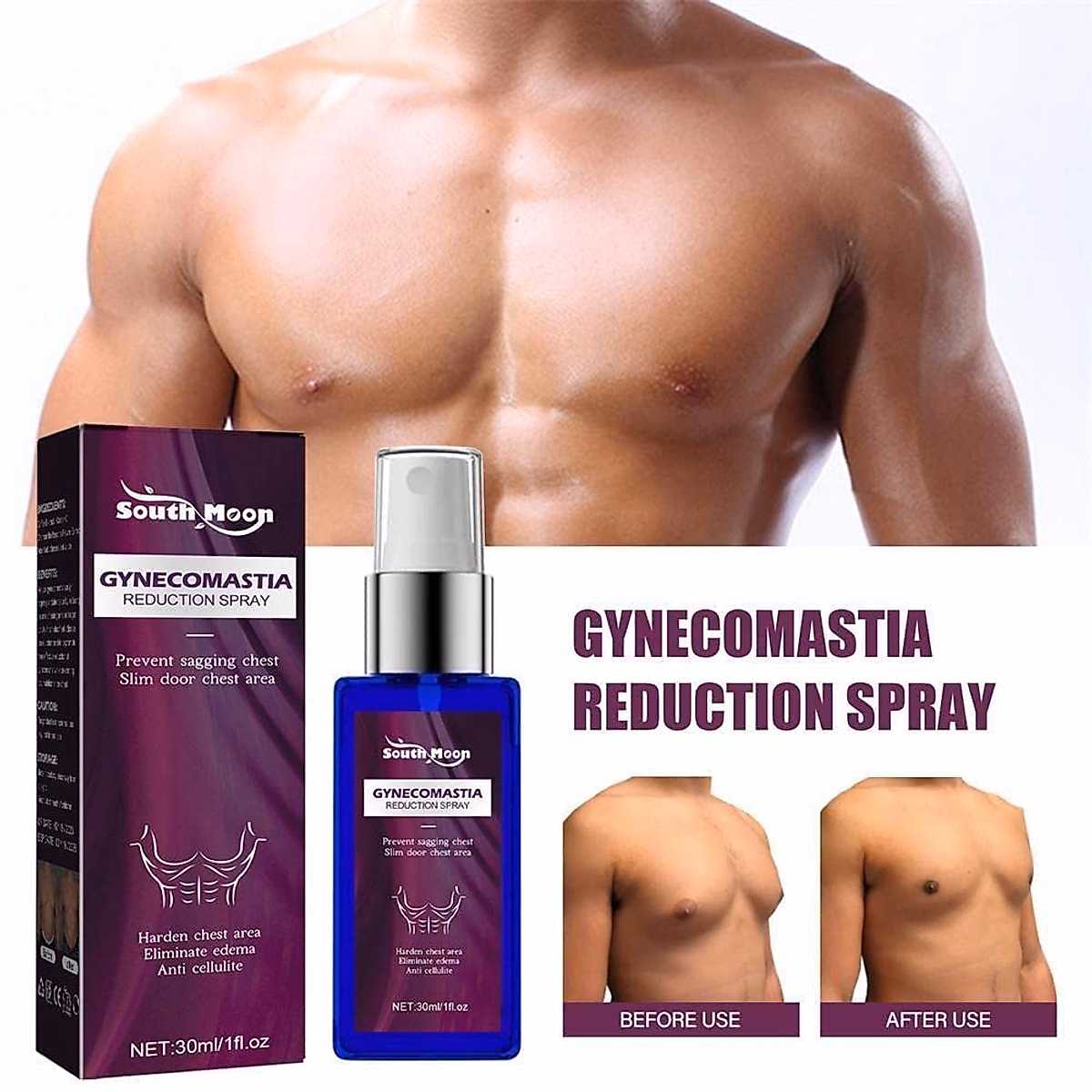 BAILIY South Moon Gynecomastia Firming Spray Cellulite Reduction Tighten Muscle Fitness 30ml U7h0 Hardening Chest Muscle Accelera Spray