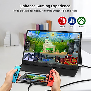 Prechen Portable Monitor 15.6 Inch FHD 1080P USB-C Portable Laptop Monitor HDMI Gaming Monitor OTG & Dual Speakers, External Computer Display for PC MAC Phone Xbox PS4 Switch
