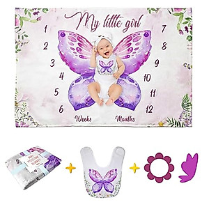 Pavo Premium Sunflower Milestone Blanket for Baby Girls - Includes Exclusive Leaf Frame - Personalized Monthly Baby Milestone Blanket for Newborn Essential - 60"x40" Sunflower Baby Girl Stuff