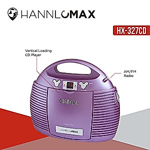 HANNLOMAX HX-327CD Portable CD Player with AM/FM Radio, Aux-in, AC/DC Dual Power Source. (Purple)