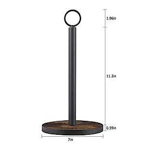 OROPY Paper Towel Holder Countertop with Heavy Duty Wood Base, Farmhouse Paper Towel Roll Stand for Kitchen Counter fits Standard and Jumbo Size Paper Towels (Brown)