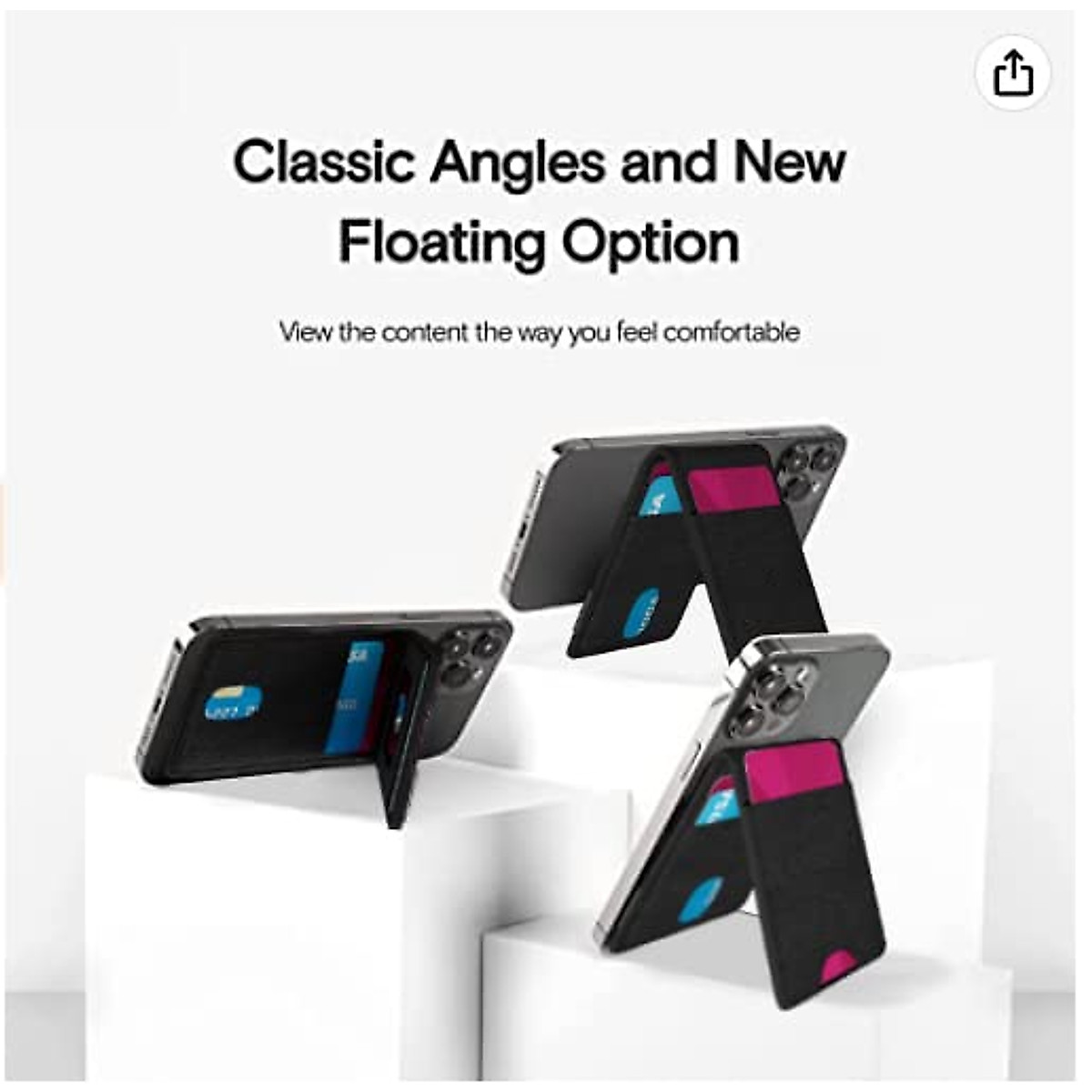 CHEAP SUNDAY for Magsafe Wallet Stand, Adjustable Magnetic Card Holder Compatible with iPhone 14/14 Plus/14 Pro/14 Pro Max and 13/12 Series (White)