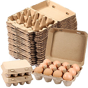 Bokon 300 Pieces Paper Pulp Egg Cartons Bulk for Chicken Egg Blank Classical 3x4 Style One Dozen Egg Cartons for 12 Eggs Fiber Empty Egg Cartons Egg Tray Holder for Family Farm Market Kitchen Storing