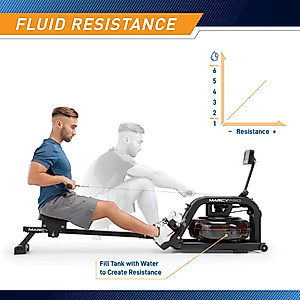 Marcy Water Rowing Machine Cardio Training Equipment, 300-lb Capacity NS-6070RW, Black