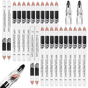 26 Pieces White Eyeliner Pencil with Sharpener Soft Strokes White Eyeliner Pencil Eye Silkworm Brighten Eye Liner Pen Multipurpose Makeup Tool for Eyeshadow Lip Liner