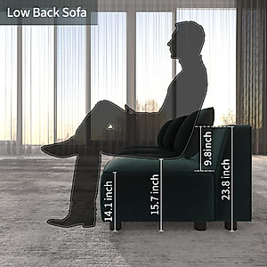 LLappuil Modern Modular Sectional Living Room Sofa Set, Low Back Minimalist Style Couch, Soft Fabric 6 Seater Oversized 138.4" U Shaped Sofa, Dark Green + Aqua Blue