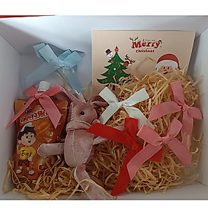 BeiLeiNiceHK 50 Pack White Twist Tie Bow, Pre Tied Bows,Christmas Satin Twist Tie Bows for Treat Bags,Packaging Bows for Candies and Apples, Pretied Ribbon Bows for DIY Decorations,Treat Bows