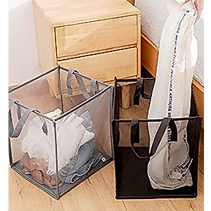 Pop Up Laundry Baskets - Mesh Collapsible Laundry Hampers Storage with Handle - Foldable for Washing Storage, Great for The Kids Room, College Dorm, Travel Organizer (Grey)