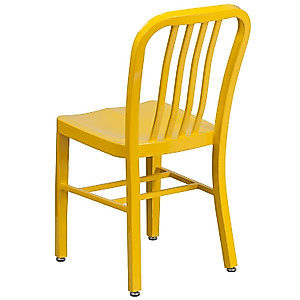 Flash Furniture Gael Commercial Grade 2 Pack Yellow Metal Indoor-Outdoor Chair