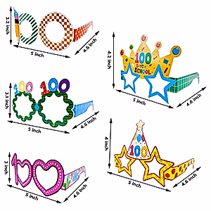 RFM4S 100th Day of School Glasses 36 PCS 100 Days of School Paper Glasses for Kids Colorful 100 Days of School Decorations Photo Booth Props 100 Days of School Celebration Party Favors