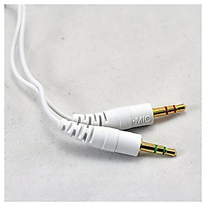 2 Plugs 2 Jacks Microphone Audio Extension Cord 3.5mm Cable for Computer Gaming Headphone Headset (4.9 Foot,150cm, White)