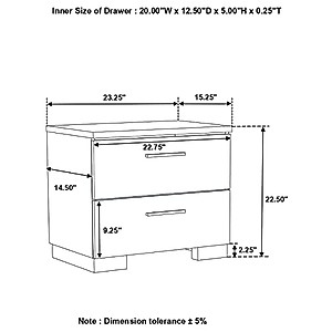 Coaster Home Furnishings Felicity 2-Drawer Nightstand Glossy White