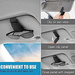 SyeiouC Sunglass Holder for Car, Premium Sunglass Clip for Car Visor, Magnetic Leather Car Sunglass Holder and Ticket Card Clip, Suitable for Different Size Eyeglasses