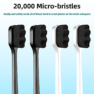 Patelai 8 Pieces Soft Toothbrush Micro Nano Extra Soft Bristles Manual Soft Toothbrush with 20,000 Bristles for Teeth Oral Gum Recession Adults Kids Child (Black, White Handle with Black Bristle)