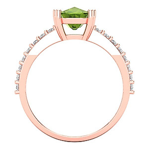 Clara Pucci 3.44ct Cushion Cut Solitaire Natural Vivid Green Peridot Proposal Designer Wedding Anniversary Bridal ring 14k Rose Gold 6.25