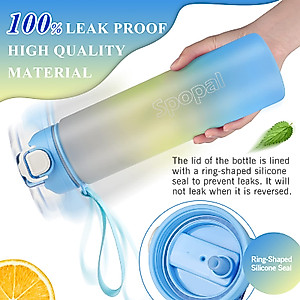 Spopal Motivational Water Bottle, [Leakproof] 32 Oz Plastic Water Bottle with Straw, [BPA Free] Reusable Sports Water Bottle, Ideal Gift for Gym,Fitness,Hiking, Travel,Outdoor Sports (Blue)