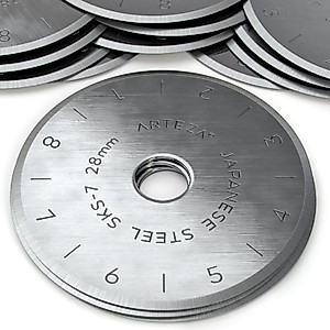 Arteza Rotary Cutter Blades, Pack of 12, 28-mm Blades for Fabric Cutter Wheel, Craft Supplies for Cutting Fabric, Paper, Vinyl, and Leather